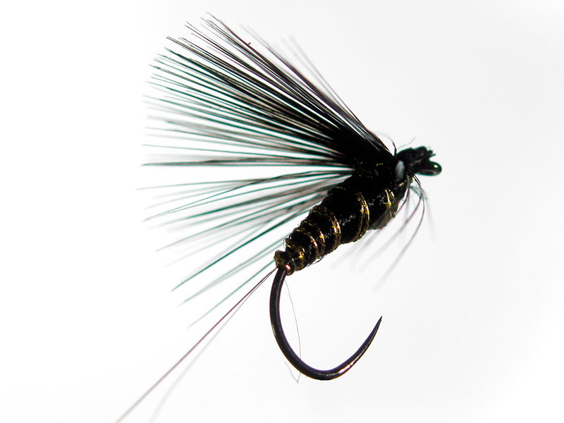 Mosca de León ahogada negra estría plateada sin muerte – Pesca con ...