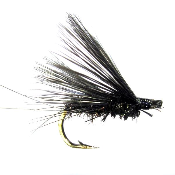Saltona negra mosca ahogada de León pluma de gallo Indio – Pesca con ...