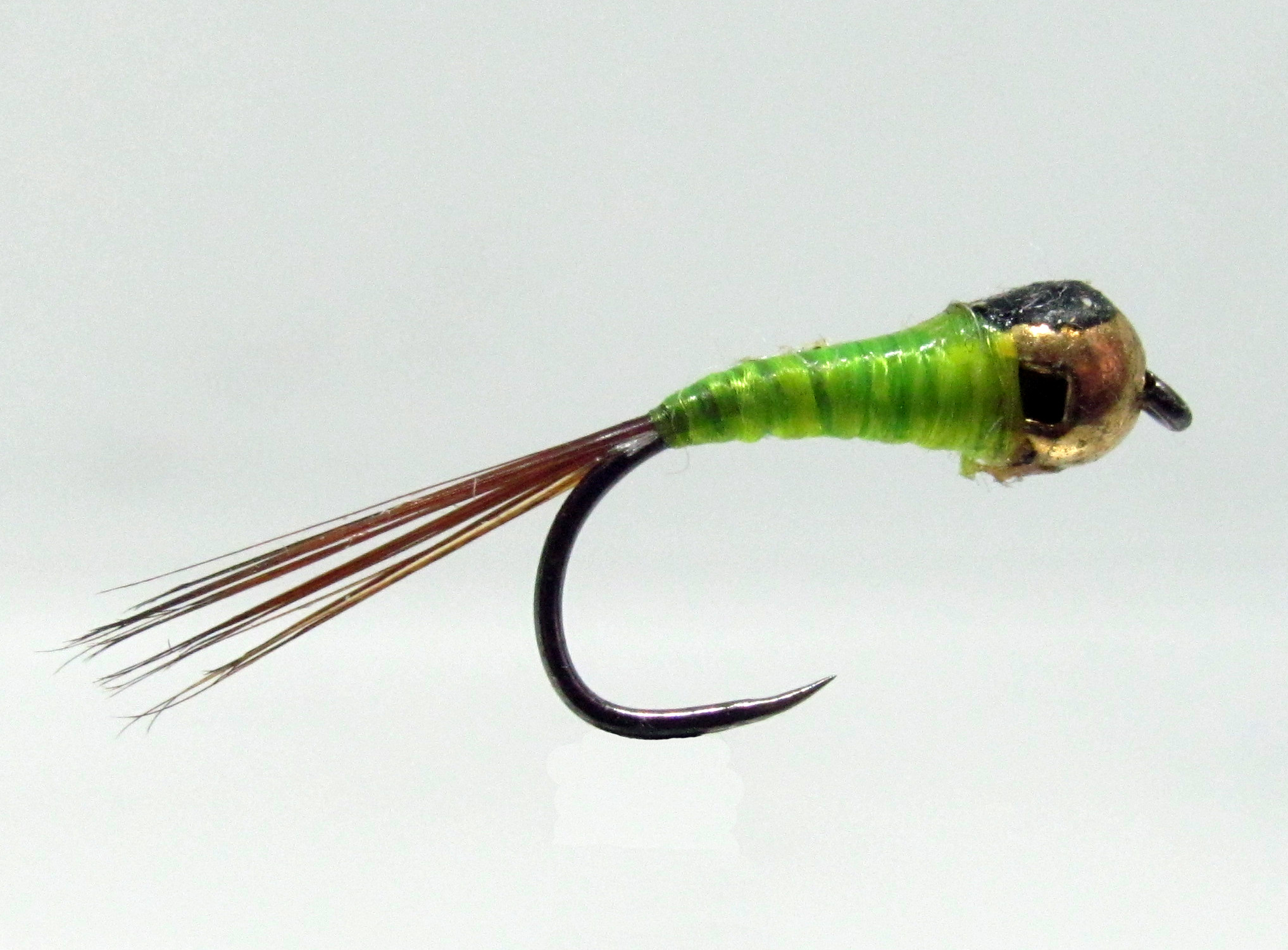 Ninfa perdigón cabeza dorada modelo 107 Verde Fluor sin muerte – Pesca ...